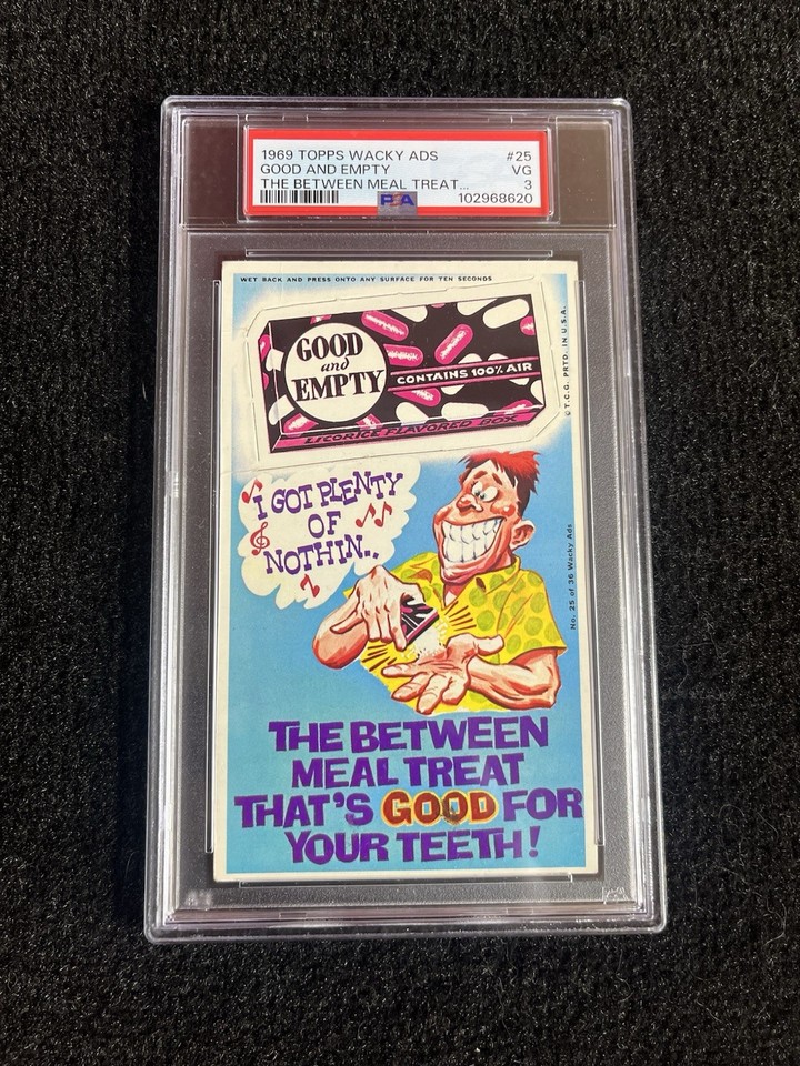 1969 Topps Wacky Packages Ads #25 Good And Empty PSA Graded VG 3 | eBay