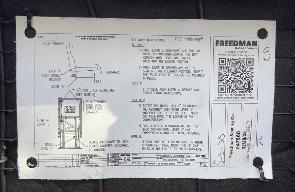 Freedman fold up bench seat camper van RV bus left side | eBay