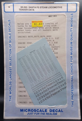 Microscale | 60-363 | N Santa Fe Steam Loco Tender Data Decals | eBay