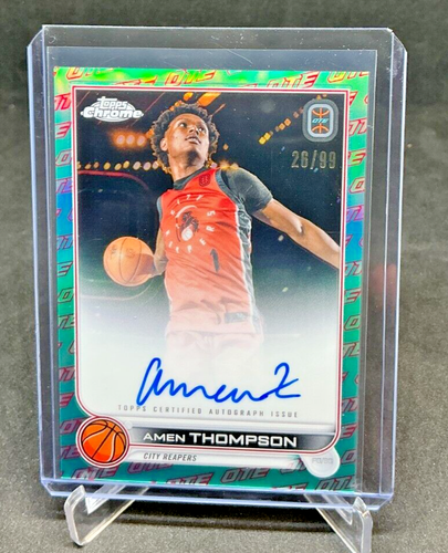 2022/23 Topps Chrome OTE AMEN THOMPSON RC Aqua Refractor AUTO 26/99 | eBay