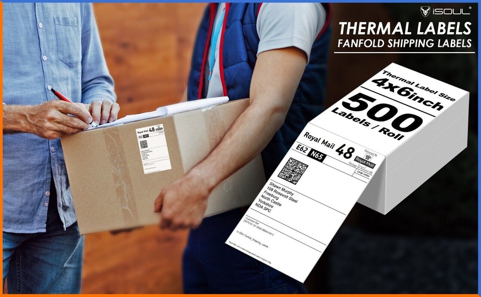 Direct Thermal Shipping Labels 4x6 Royal Mail Fanfold Zebra Printers ...