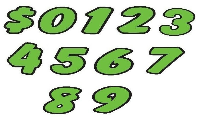 11 PACKS CAR DEALER 6 1/4" INCH VINYL DIE CUT WINDOW NUMBER STICKERS ...