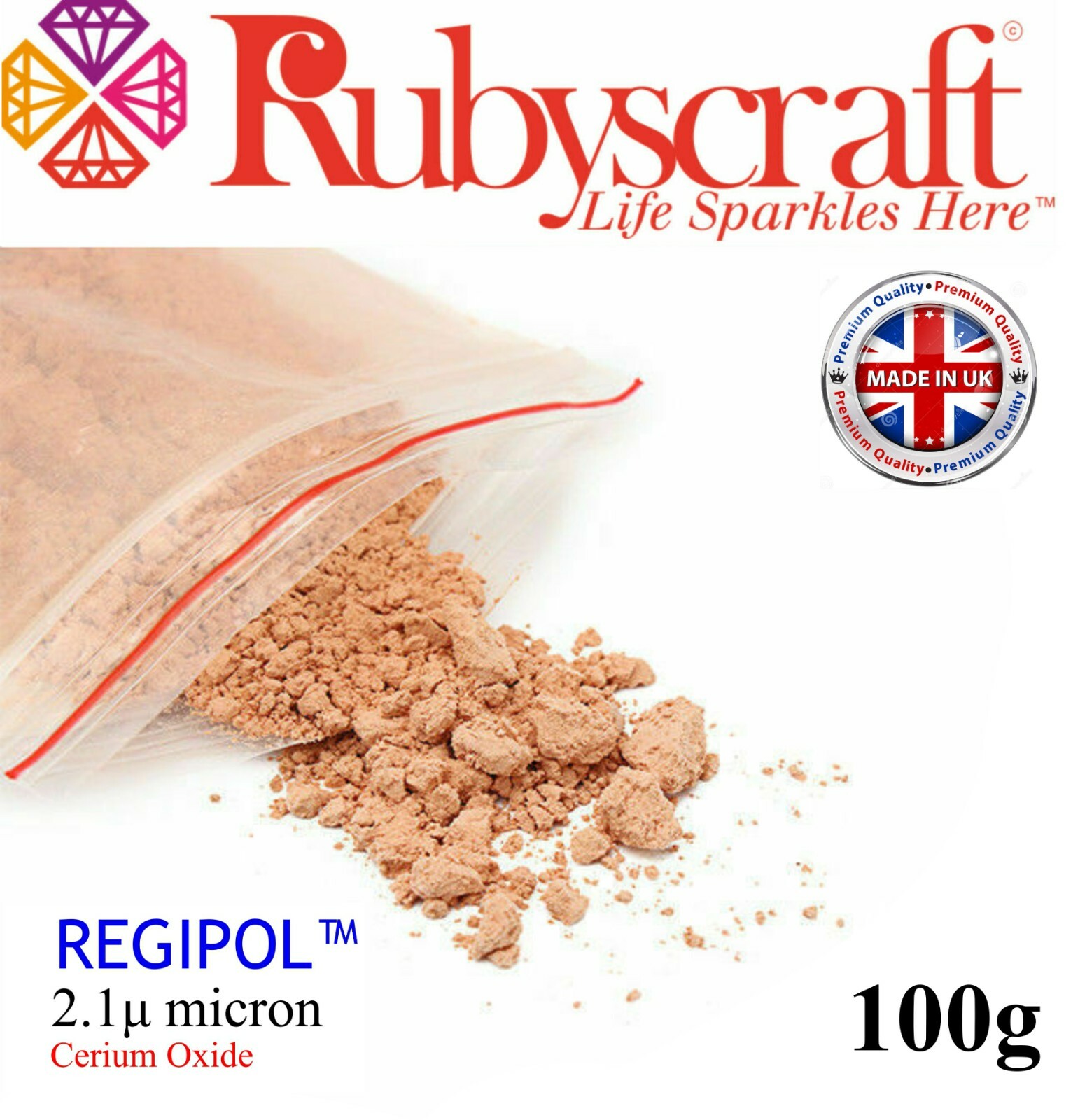 REGIPOL~CERIUM OXIDE~GENUINE REGIPOL~GLASS POLISHING POWDER 100g 2 ...