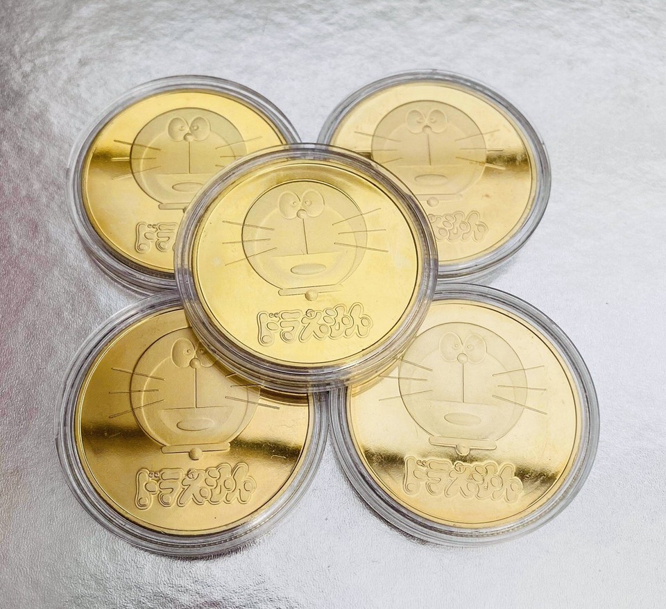 doraemon Japanese Anime Movie Gold Plated Coins, Commemorative Coin Set ...