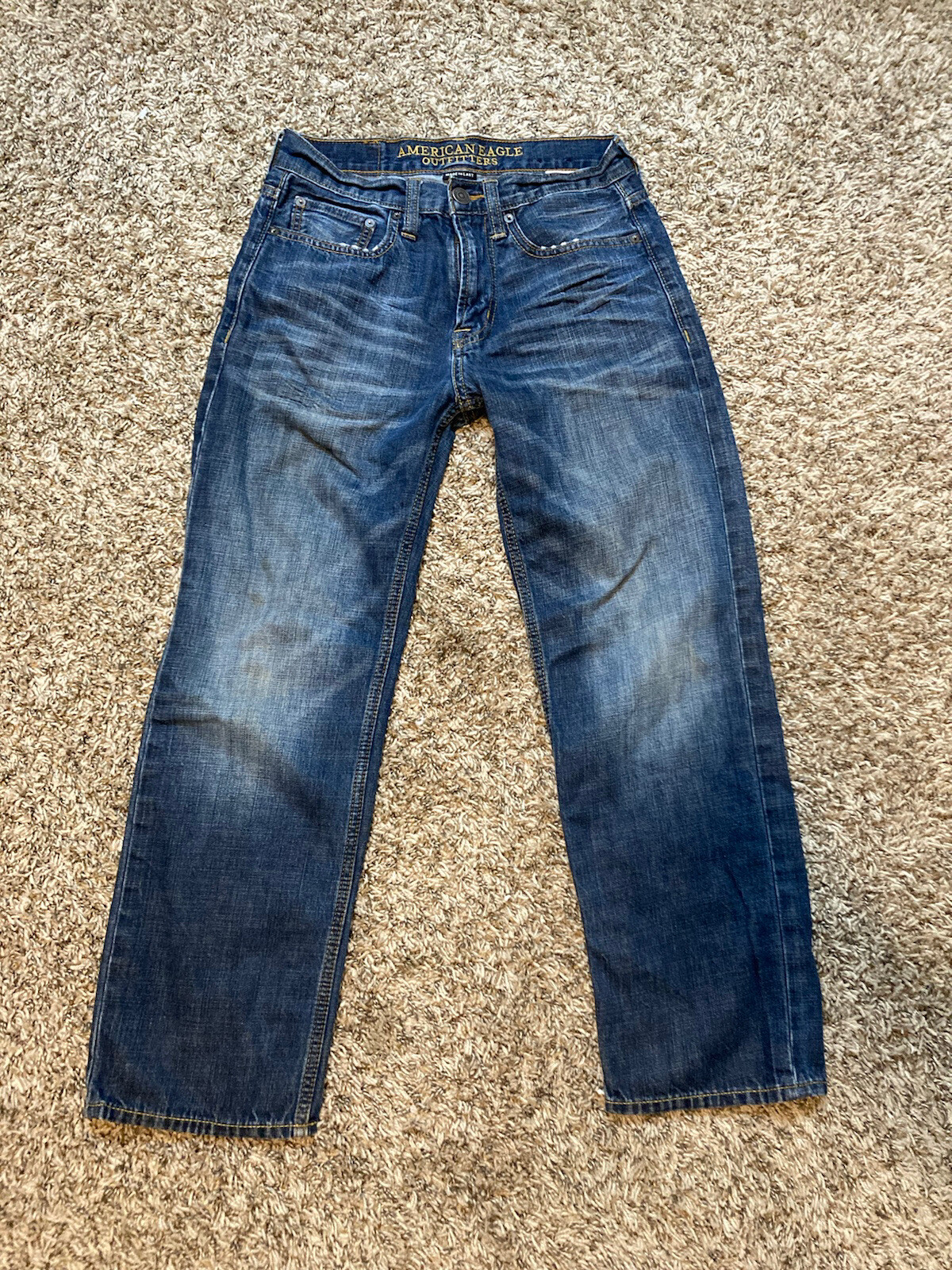 American Eagle Outfitters Mens Relaxed Straight Mid Rise Blue Jeans ...