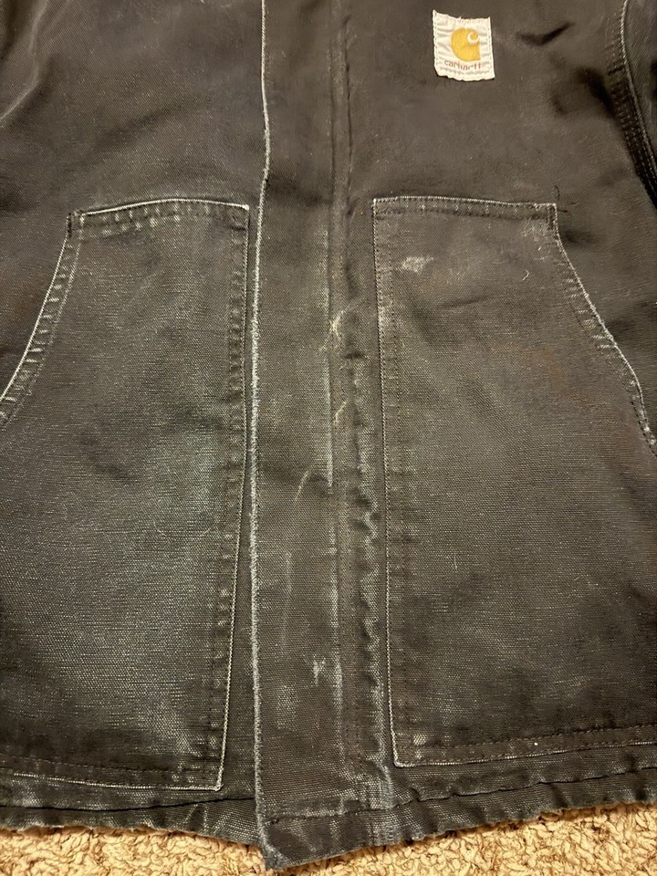 VINTAGE Carhartt Detroit Jacket Faded Black Distressed Size Small ...