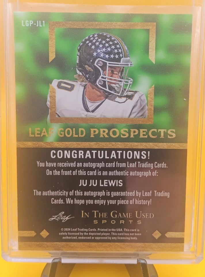 2024 Leaf Ju Ju Lewis Auto /3 Juju Autograph In The Game Used Gold ...