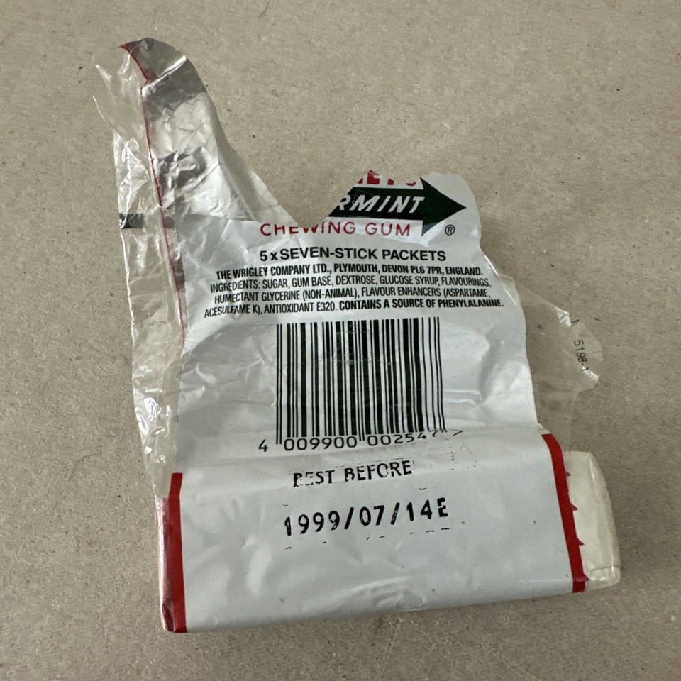 Vtg 1999 Pack One 7 Stick Pack Wrigley’s Spearmint Chewing Gum Sticks ...