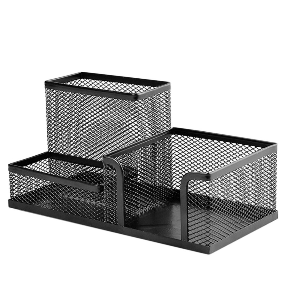 Metal Mesh Desk Organiser Stationery Pen Pencil Holder Tidy Storage For ...