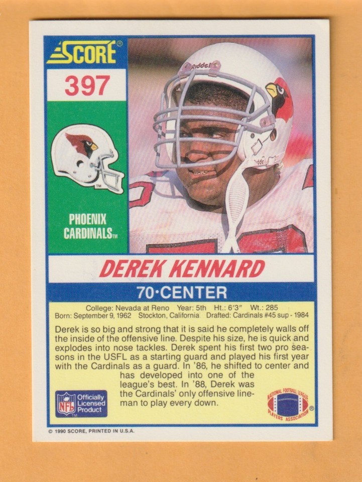 Derek Kennard Phoenix Cardinals AUTO Signed 1990 Score Nevada Reno | eBay