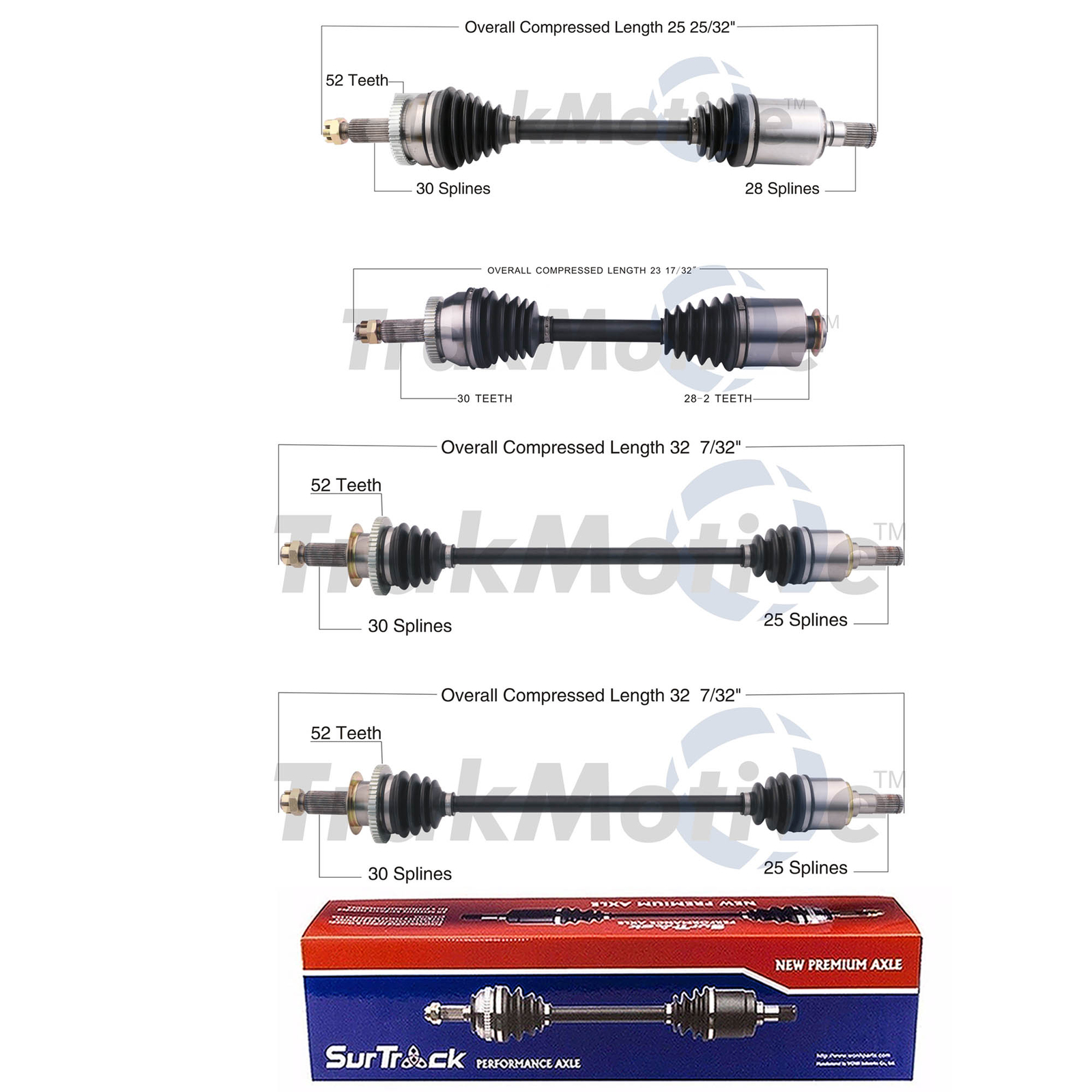 SurTrack Set of Front & Rear CV Axle Shafts KIT For Santa Fe Kia ...