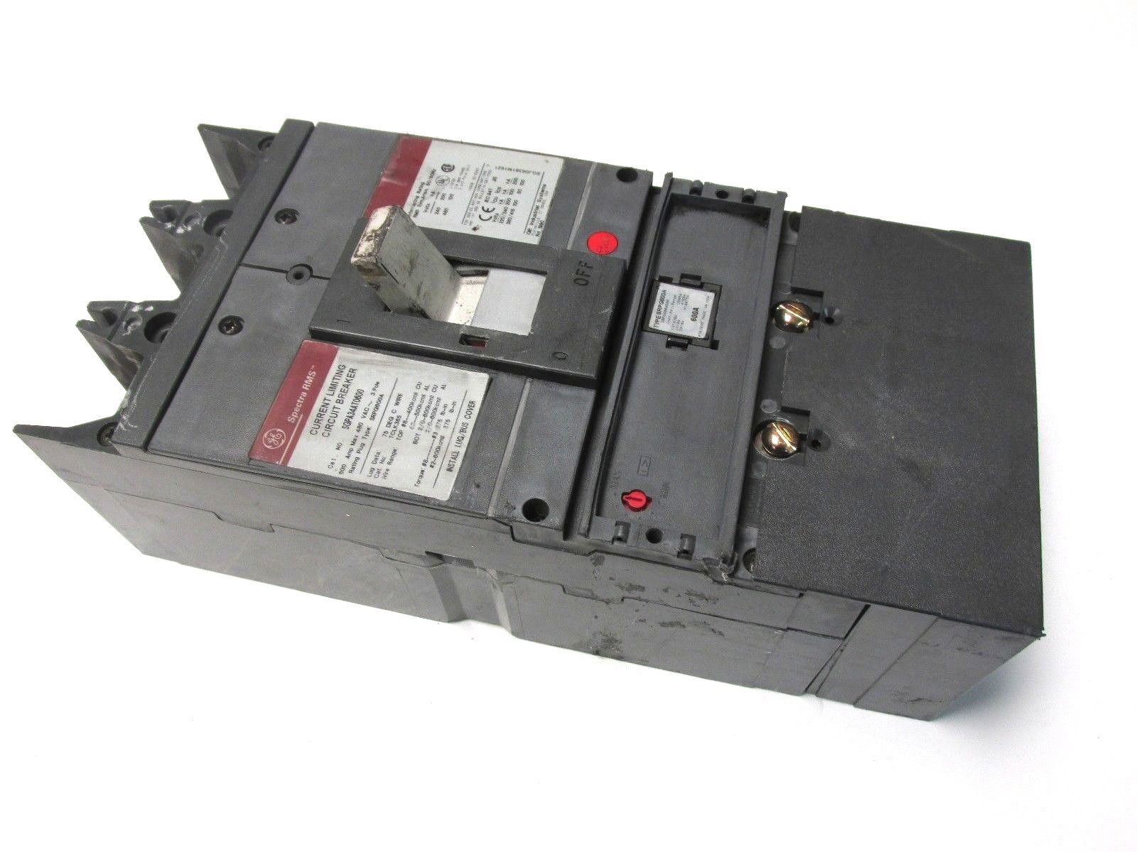 GE Spectra RMS Breaker 600A, 3P, 480V, w/ 600A Trip Cat# SGPA34AT0600 ...