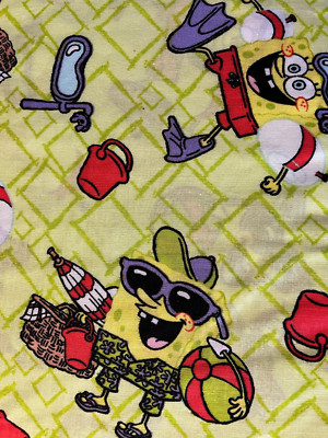 Fabric Spongebob Squarepants Beach Day New 100% Cotton Quilter Sewing ...