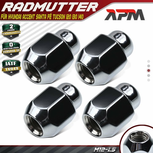 4x Radmutter für Hyundai Accent Elantra Santa Fé Tucson i20 i30 i40 ...