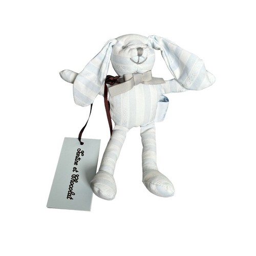 NEW Tartine Et Chocolat striped bunny rabbit plush toy Blue & White nwt ...