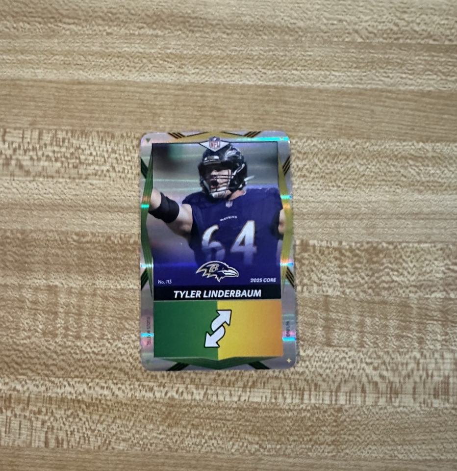 2025 UNO Elite Football Tyler Linderbaum Green Yellow Foil Card 115 ...