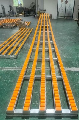GRAVITY ROLLERS TRACK FLOW RAIL WHEELS YELLOW CONTAINER UNLOADER ...