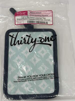 NEW Thirty One Carry Me Away Luggage Tag - Sparkling Squares Blue | eBay