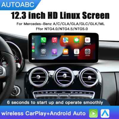 Wireless Carplay/Android Auto 12.3'' Touch screen for Mercedes Benz GLA ...