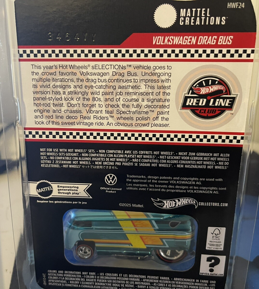 Hot Wheels 2024 RLC Redline Club Selections VW Volkswagen Drag Bus w ...
