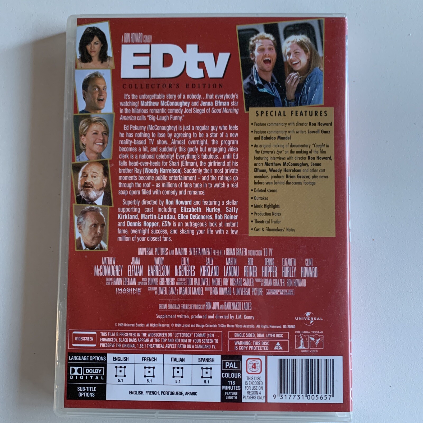 EDTV DVD - MATTHEW MCCOUNAUGHEY JENNA ELFMAN ELIZABETH HURLEY WOODY ...