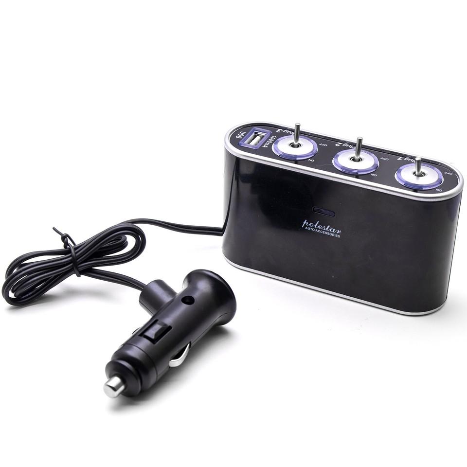 Multiple Cigarette Lighter Adapter Outlet 3 Socket Splitter Multi USB ...