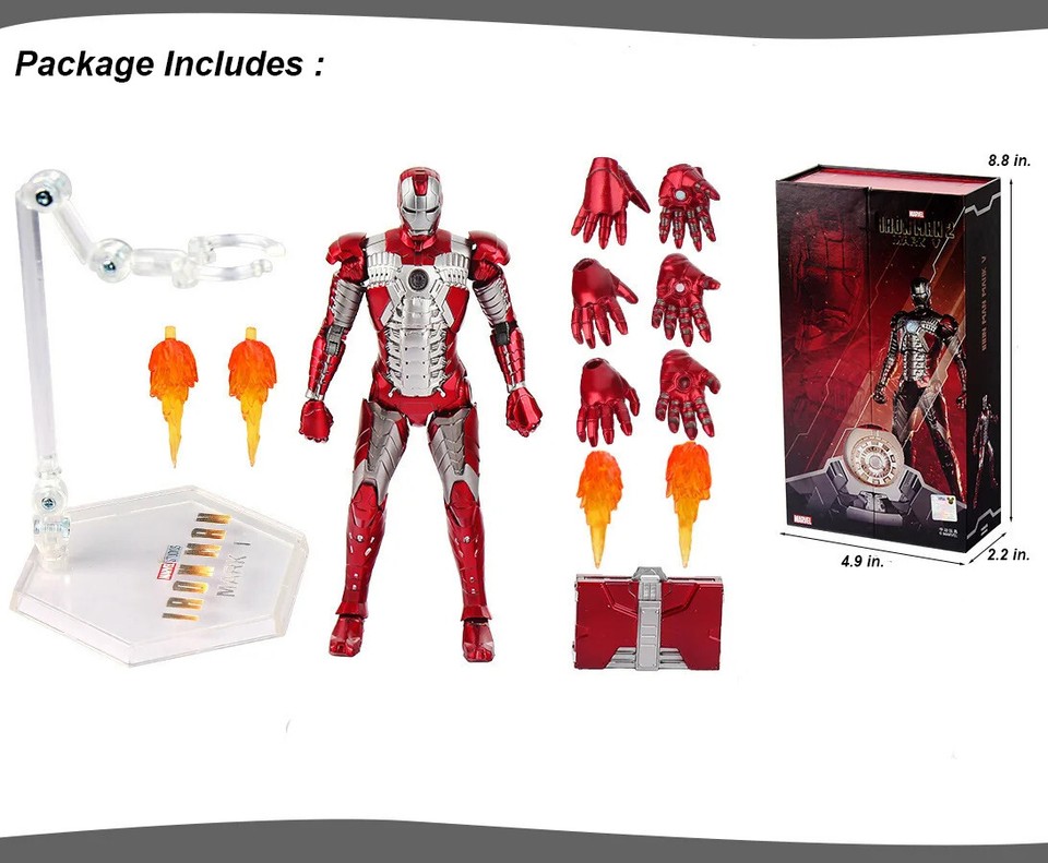 Marvel Avengers Iron Man Mark V MK5 Ironman Toy Action Figure Model NEW ...