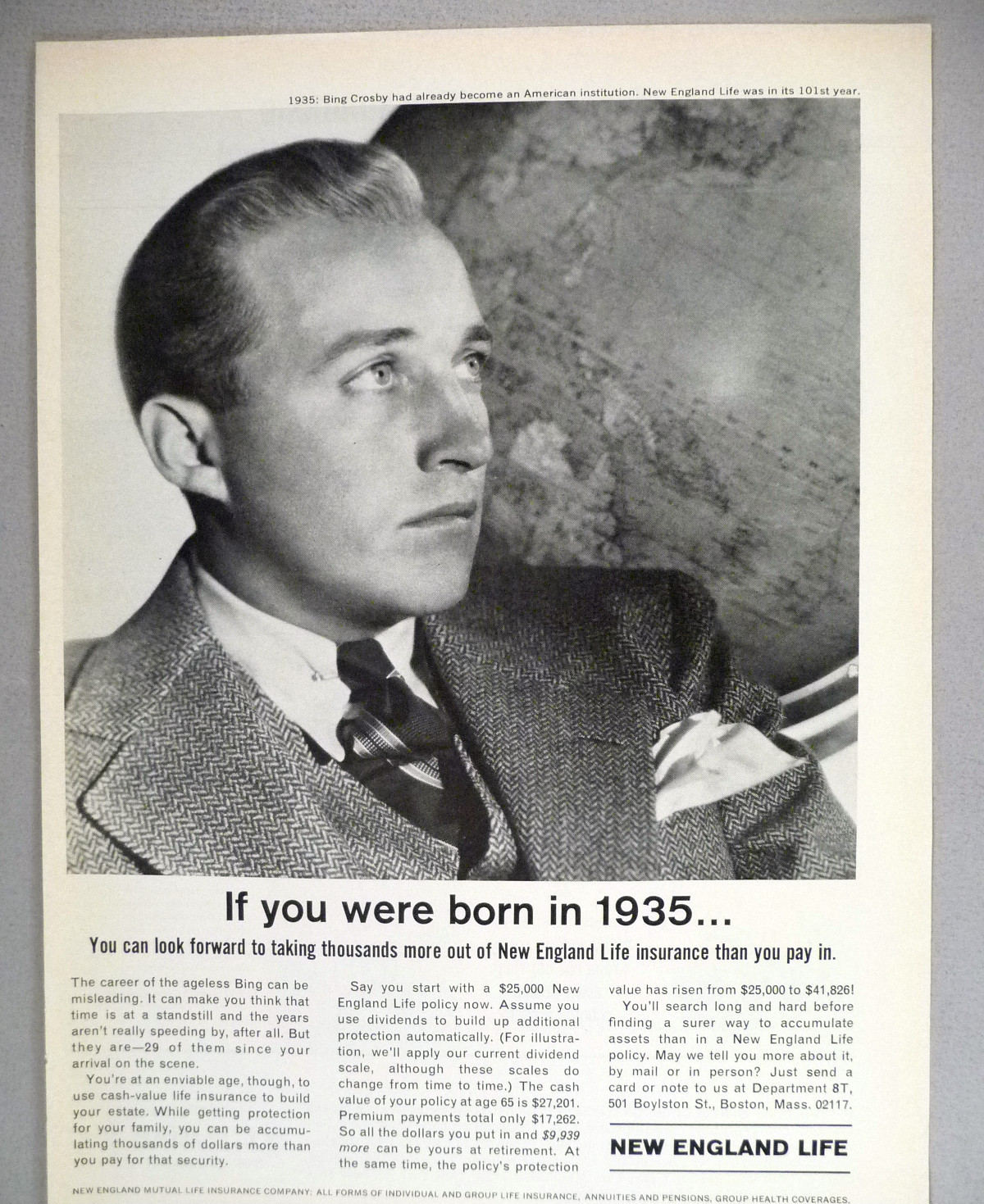 New England Life Insurance PRINT AD - 1964 ~~ Bing Crosby | eBay