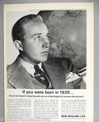 New England Life Insurance PRINT AD - 1964 ~~ Bing Crosby | eBay
