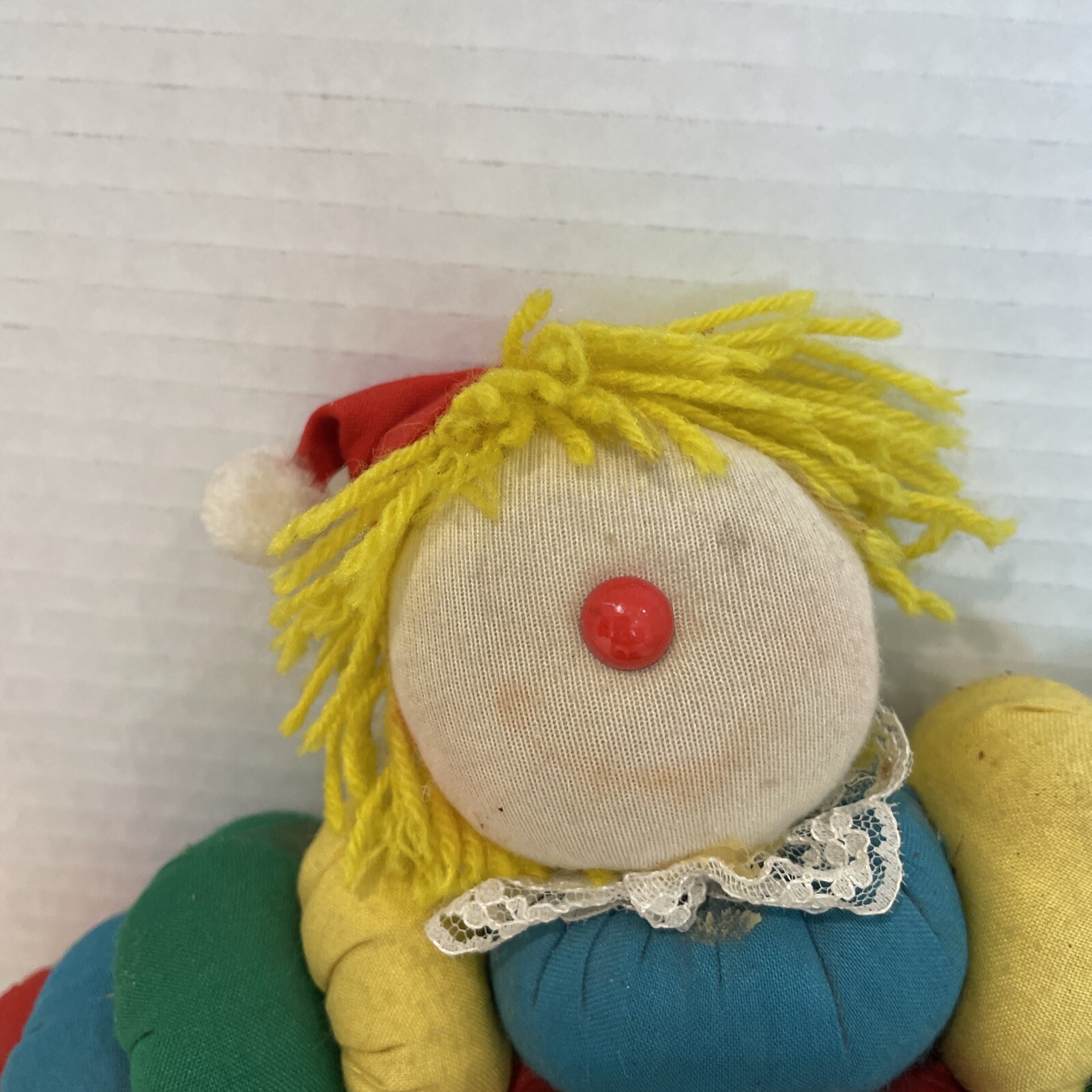 VTG Enesco Yoyo Clown Rag Doll Stuffed Animal Plush Toy Fabric Rings ...