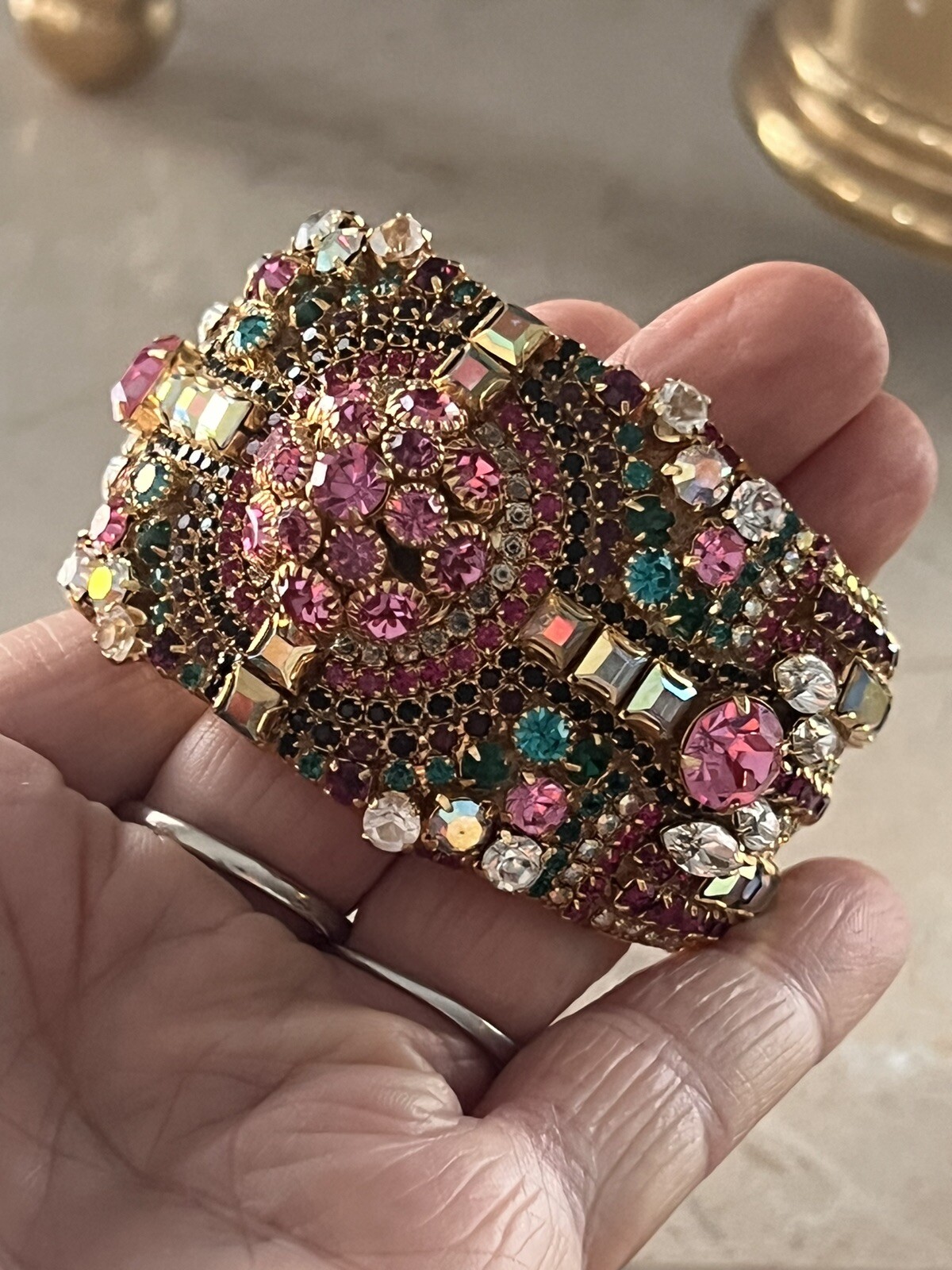 Statement Vintage 1985 Elise Multi Color Rhinestone Crystal Gem Cuff ...