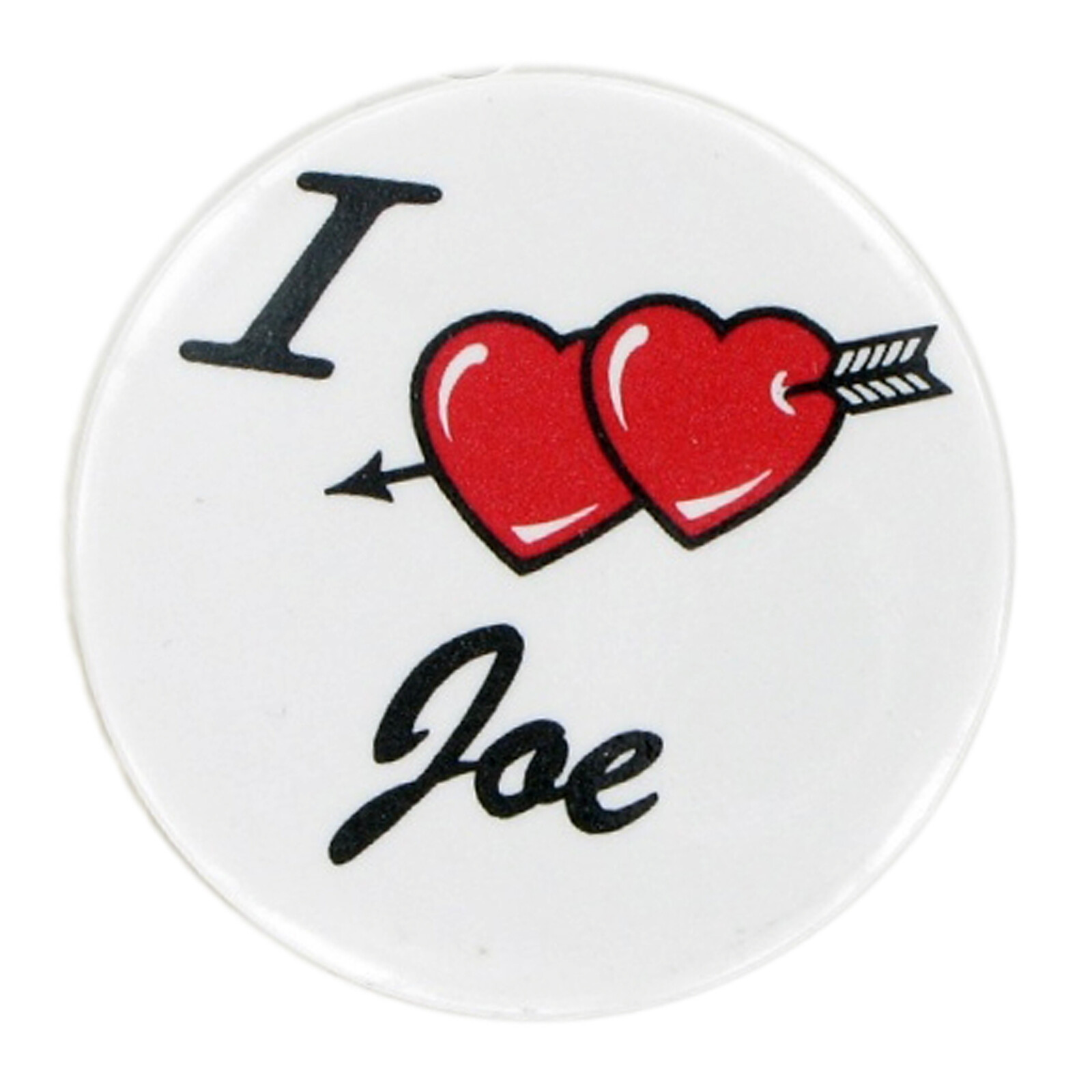 1970s Vintage Round 1970s Vintage White "I Love Joe" Button Pin 1 3/4 ...