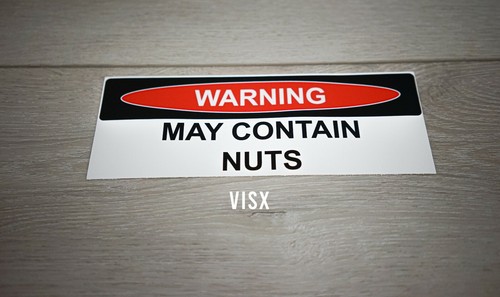 Warning May contain nuts Bumper Sticker Funny tailgate decal vinyl meme ...