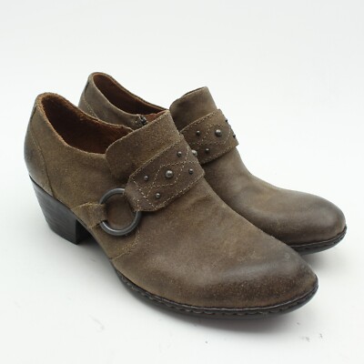 Born Lorlei Womens Sz 6 Brown Leather Studded Harness Side Zip Ankle ...