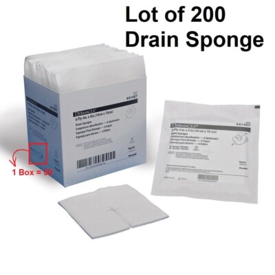 200 Ct, Dermacea I.V Split Sponges Dressing Drain Sponge Sterile 4 x 4 ...