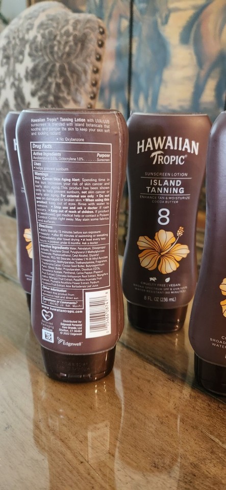 (4) Hawaiian Tropic Island Tanning Lotion Sunscreen Cocoa Butter SPF 8 ...