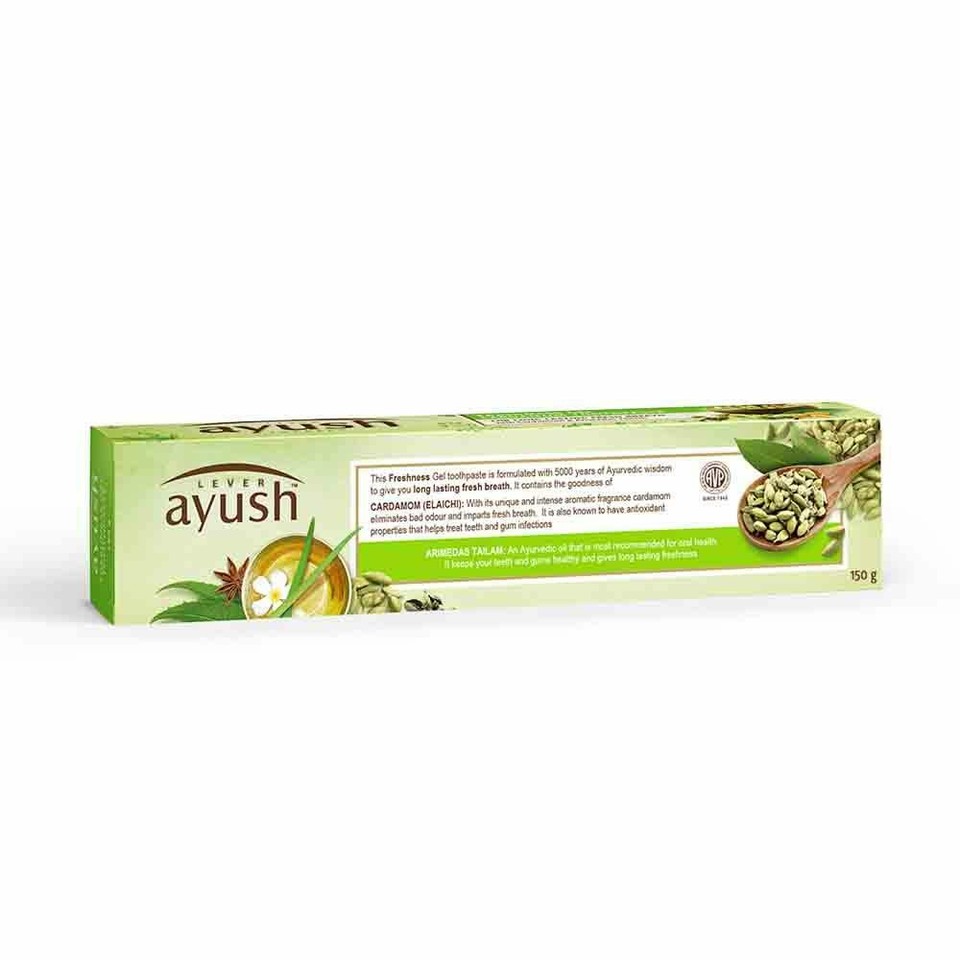 Lever Ayush Ayurveda Freshness Gel Toothpaste Cardamom Flavor - 80gm ...