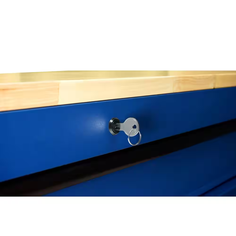 Blue Mobile Work Bench Tool Storage Chest Box Adjustable Height Wood ...