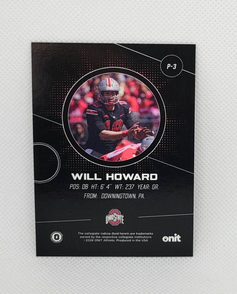 💥 Will Howard 2024 Onit Athlete Ohio State Buckeyes Silver Holo ...