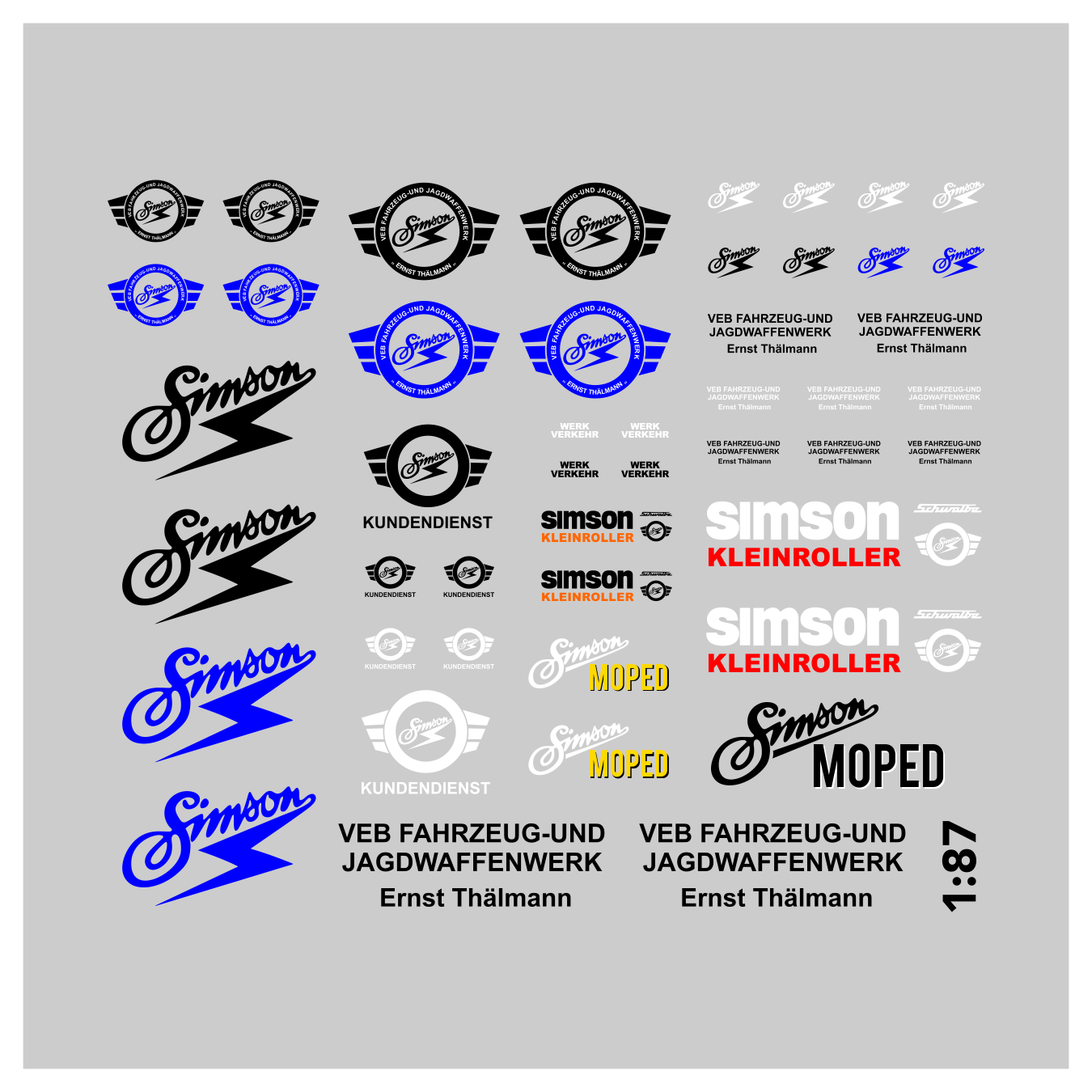 Waterslide Decal 1:87 Spur H0 DDR VEB Fahrzeugwerk Simson Suhl ...