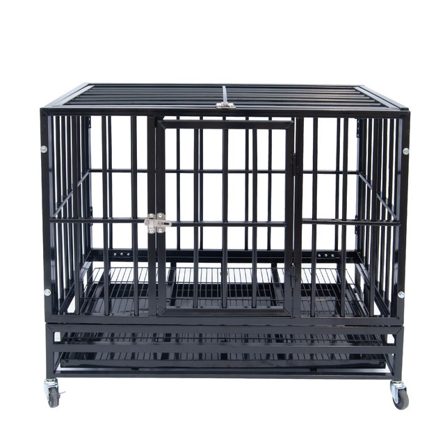 Pingkay PCG0021 Heavy Duty Pet Dog Cage with Wheels - Black for sale ...