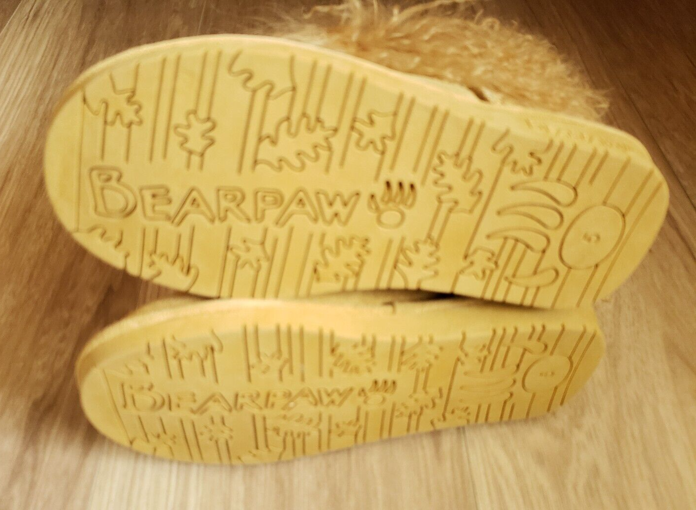 BEARPAW® Boo Suede and Curly Lamb Fur Flat Boot Wheat Beige US 5 EUR 36 ...