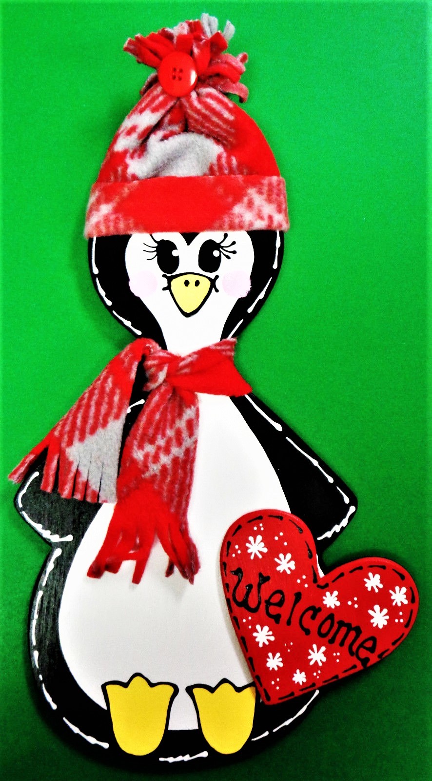 WELCOME PENGUIN SIGN Winter Wall Art Door Hanger Hanging Plaque ...