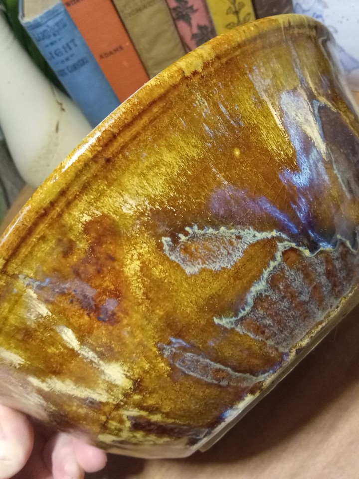 Vintage 1982 L. Hall Hand Turned 9" Multicolor Clay Pottery Bowl Signed ...