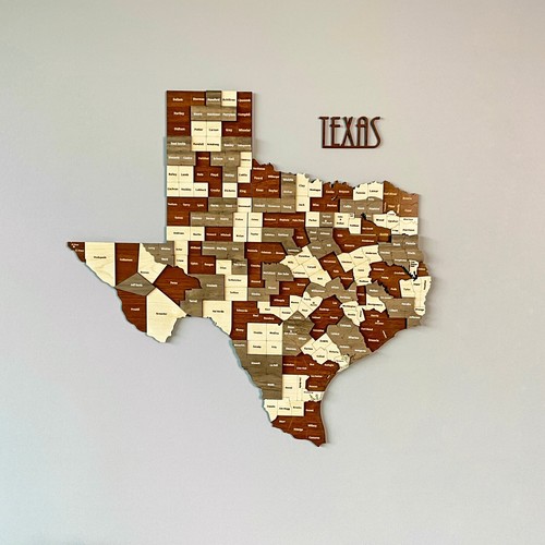 Wooden Texas Map Wall Art with Pins Map of Texas Travel Gift Home ...