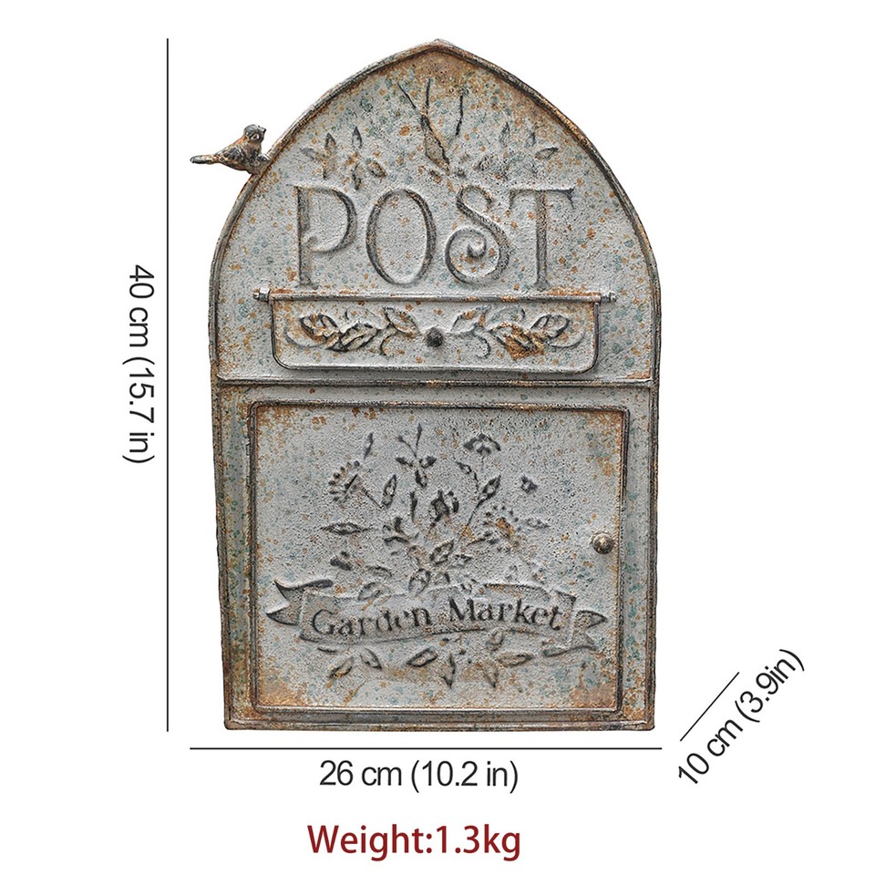 Vintage Rustic Letter Box Post Box Wall Mounted Decorative Metal ...