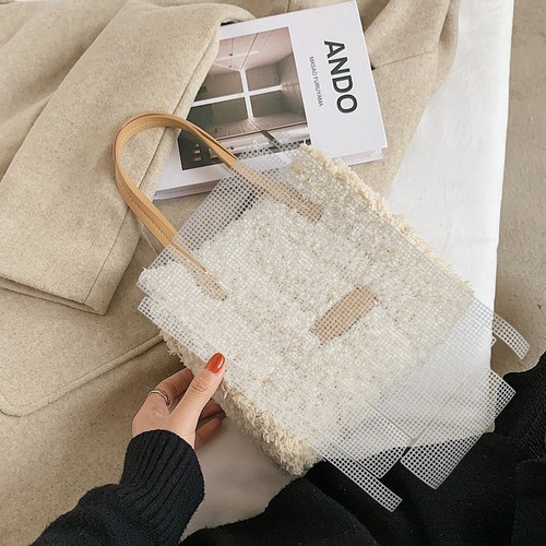 2 Sets Bag DIY Plastic Sheets Embroidery Knitting Bag Handbag Mesh ...