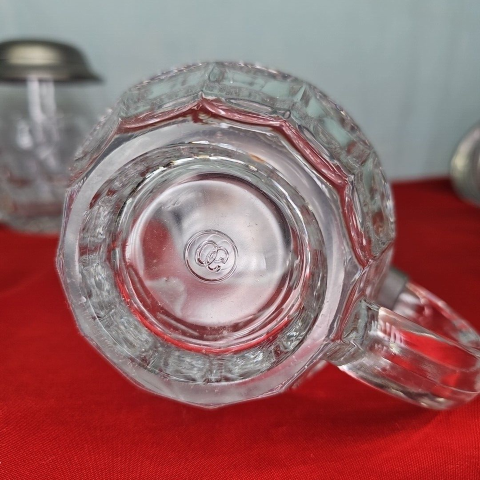 Beer Stein Set of 6 Bubble Tankard Jug Germany Dimpled Glass & Pewter ...