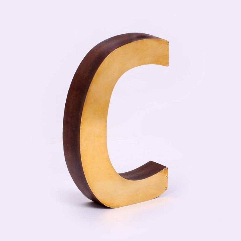 Large Gold Alphabet Brass Wood Freestanding Letters A-Z Chadwick Bombay ...