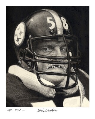 PITTSBURGH STEELER HALL OF FAME LB JACK LAMBERT FOOTBALL MINI PRINT BEN ...